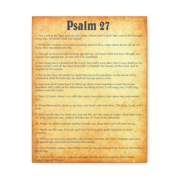 Express Your Love Gifts | Art | Scripture Sign Psalm 27 Chapter Gold Bible Canvas Christian Wall ...